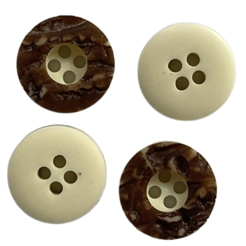 Polyester Fake Shell Buttons With Concave Central Four Hole In 18L For ...